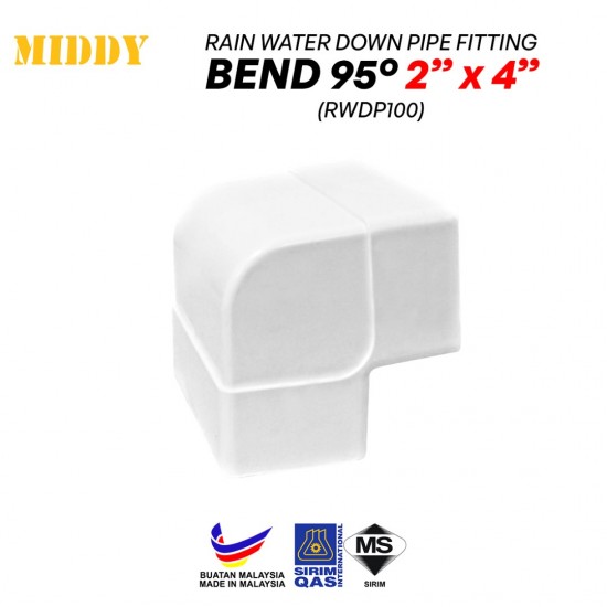 Middy RWDP100 UPVC Rain Water Down Pipe Fittings - Bend 95º 2'' x 4''