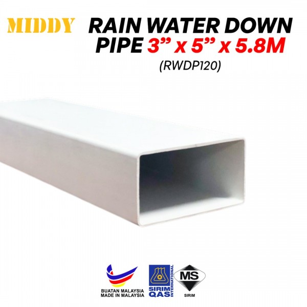 Middy RWDP120 UPVC Rain Water Down Pipe 5'' 120MM x 3'' 80MM x 5.8M ...