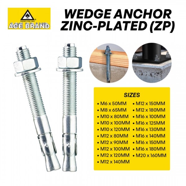 Ace Brand Wedge Anchor Zinc-Plated (ZP) - (1PC)
