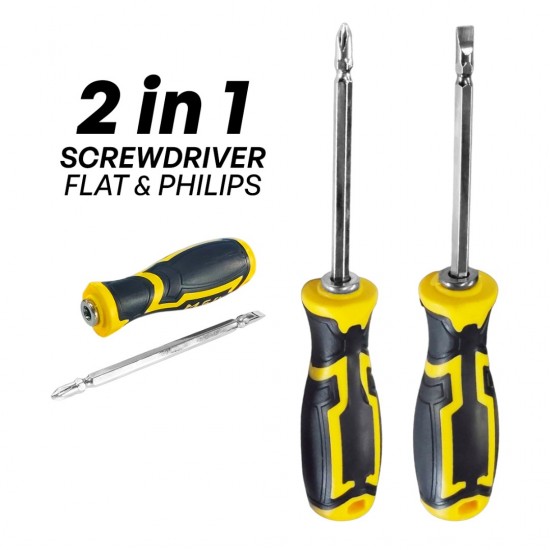 CN 2-Way Screwdriver 2 in 1 Flat/Philips Chrome Vanadium Steel 4 ...