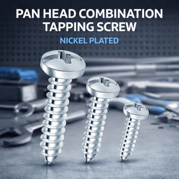 MK Pan Head Tapping Screws Nickel Plated - 50PCS/PKT