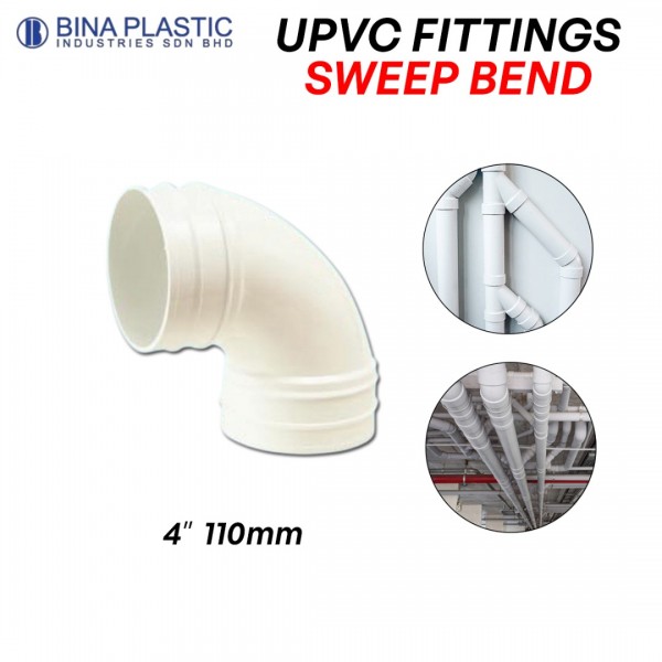 Bina Plastic UPVC Fittings Sweep Bend 4" 110MM