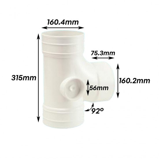 Bina Plastic UPVC Fittings Equal Single Branch 6" 160MM