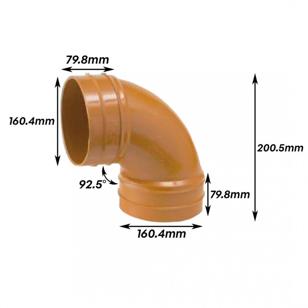 Bina Plastic UPVC Underground Fittings Sweep Bend 6" 160MM