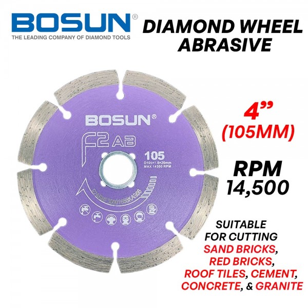 Bosun F2AB Diamond Wheel Abrasive 4" 105MM (D) x 1.8MM (T) x 20MM (AS)