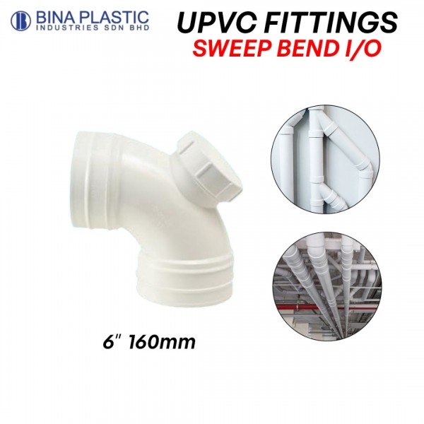 Bina Plastic UPVC Fittings Sweep Bend I/O 6" 160MM