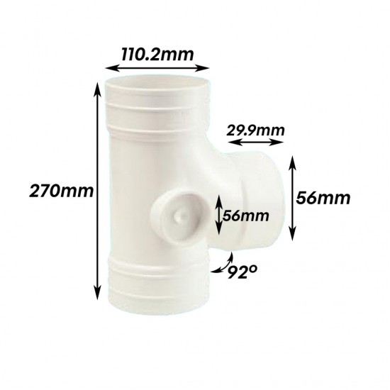 Bina Plastic UPVC Fittings Equal Single Branch 4" x 2" (110MM x 56MM)