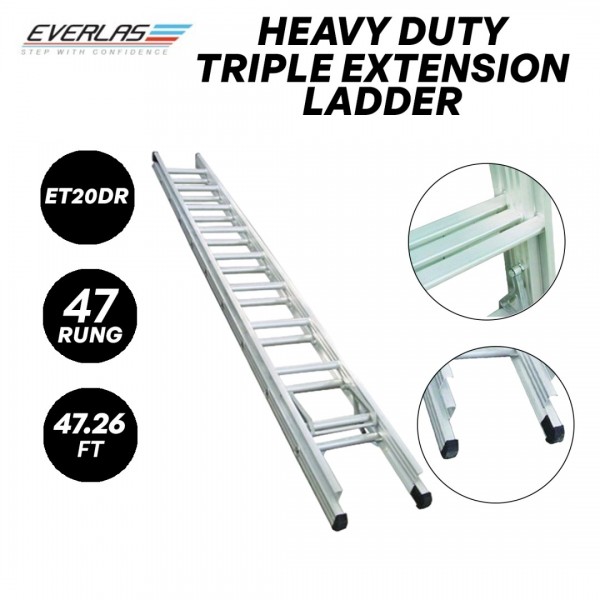 Everlas ET20DR Heavy Duty Triple Extension Ladder 47 Rung 14406MM (47.26')