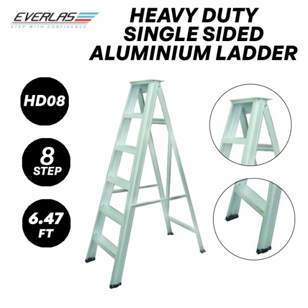 Everlas HD08 Heavy Duty Single Sided Aluminium Ladder 8 Step 1972MM (6 ...