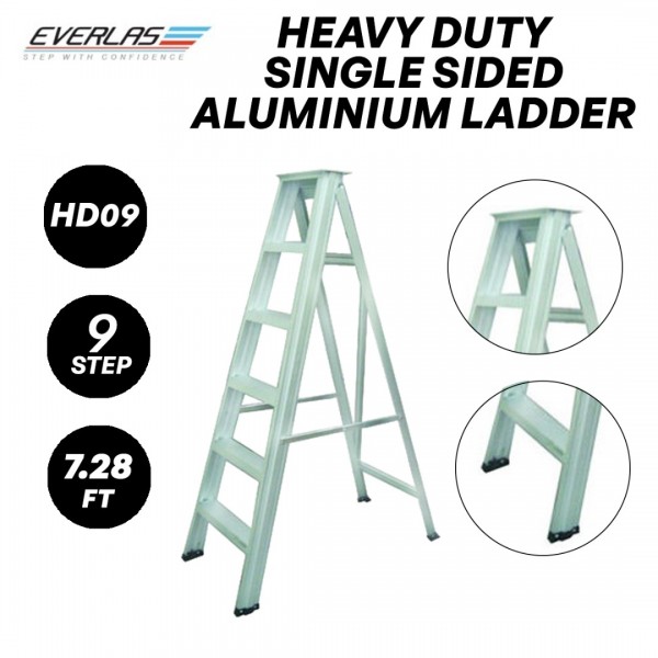 Everlas HD09 Heavy Duty Single Sided Aluminium Ladder 9 Step 2219MM (7 ...