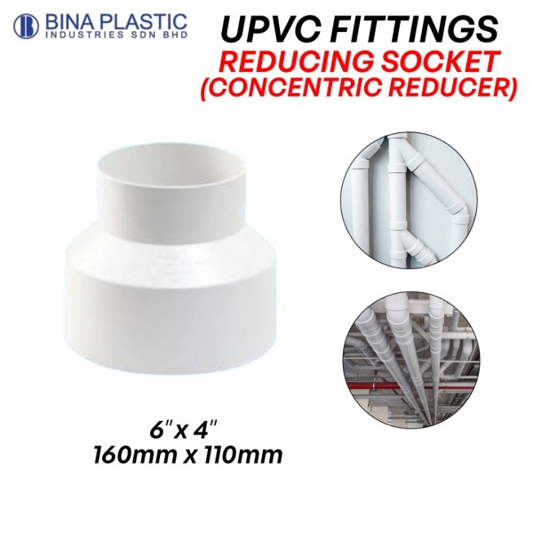 Bina Plastic UPVC Fittings Reducing Socket (Concentric Reducer) 6" x 4 ...