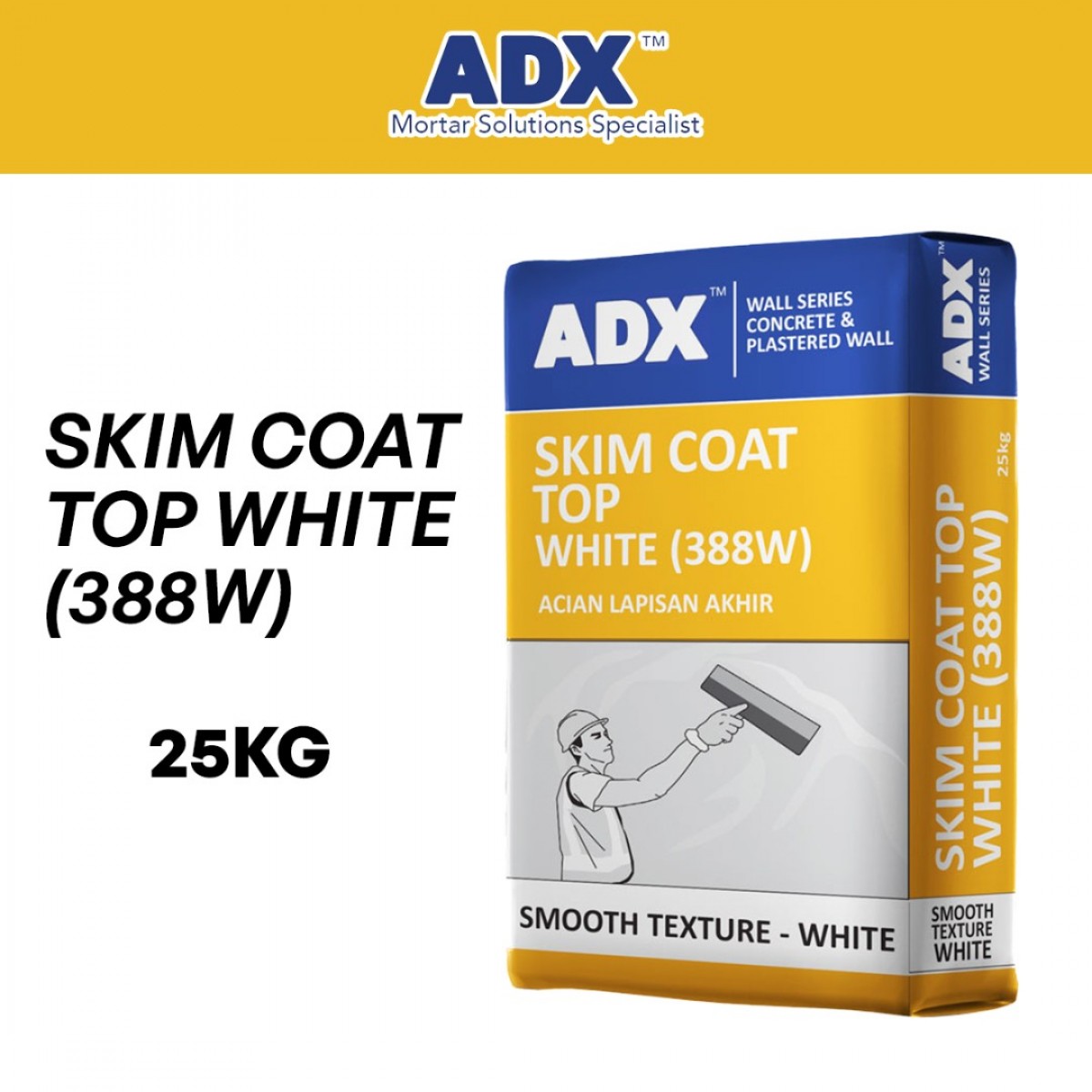 ADX 388W Skim Coat Top White 25KG