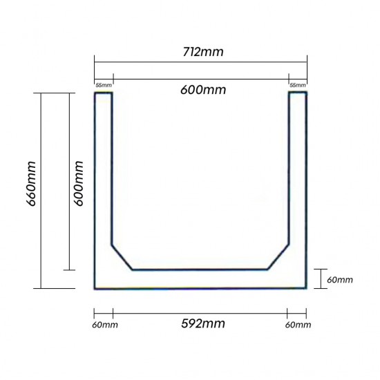 Precast U-Drain Without Dry Weather Flow 600MM x 600MM x 1.0M